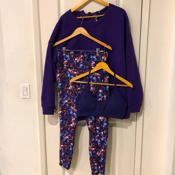 Fabletics | Pants & Jumpsuits | 3pcs Purple Tone Fabletics Wear | Poshmark